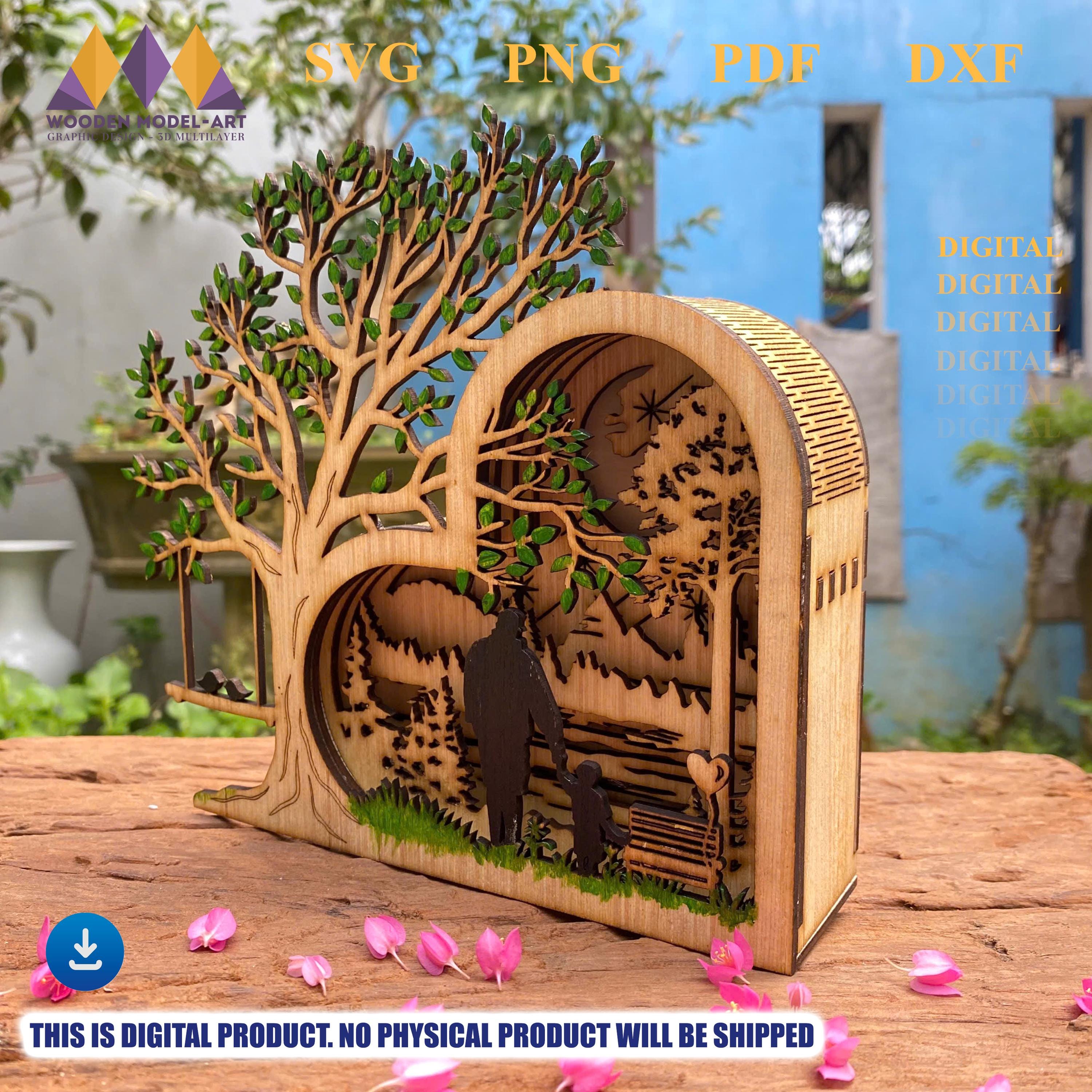 Family Tree Heart Lantern SVG: Personalized Father's Day Laser Cut ...