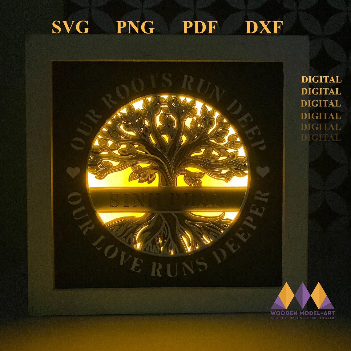 PERSONALIZABLE 3D FAMILY TREE Shadow Box Svg Customized Tree - Etsy