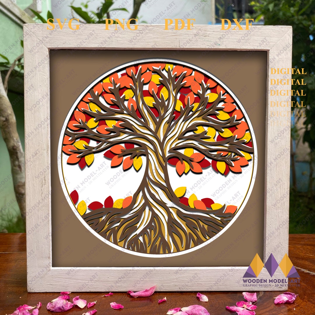 3D FALL TREE SVG, Autumn Shadow Box, for Cricut, Cardstock, Layered ...
