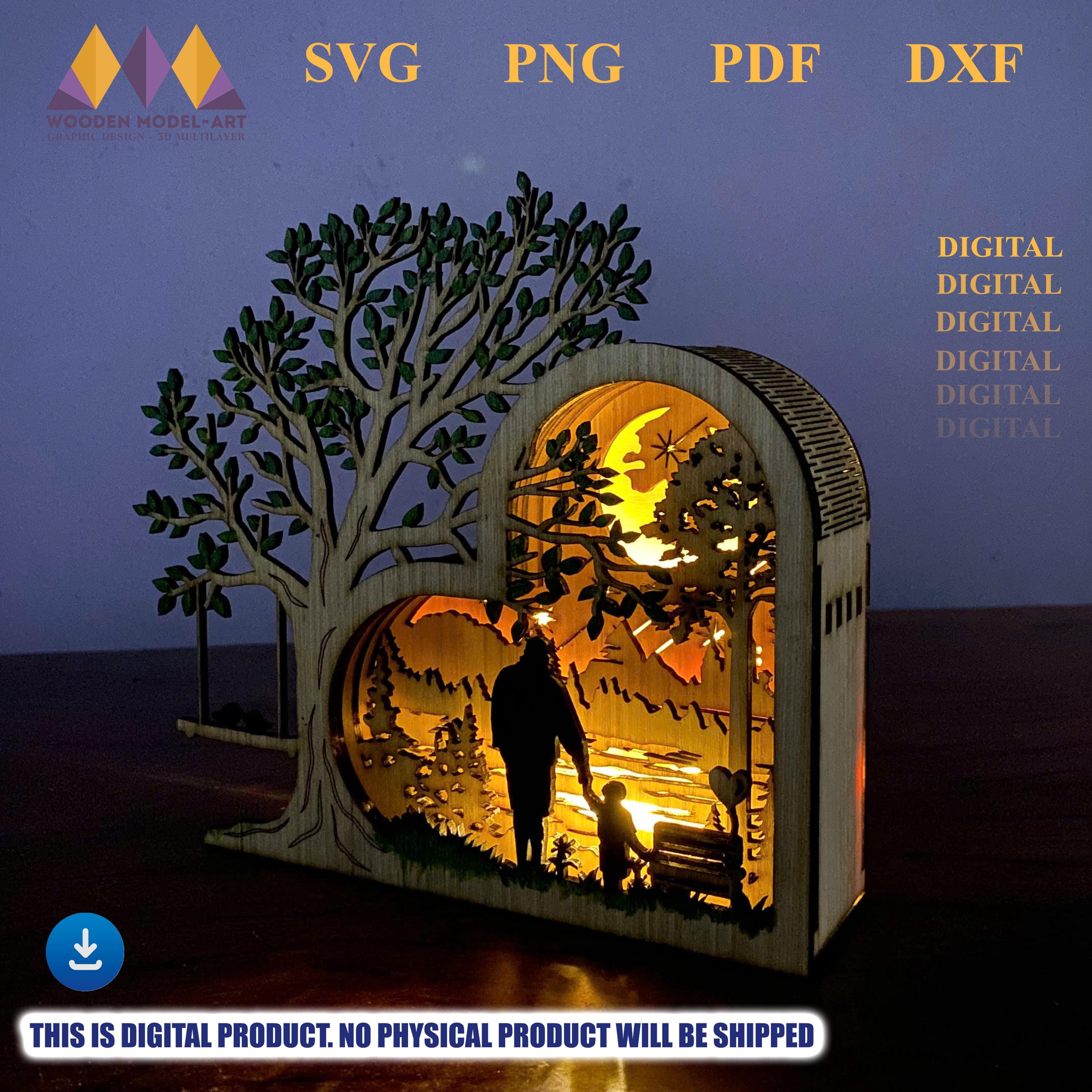 Family Tree Heart Lantern SVG: Personalized Father's Day Laser Cut ...