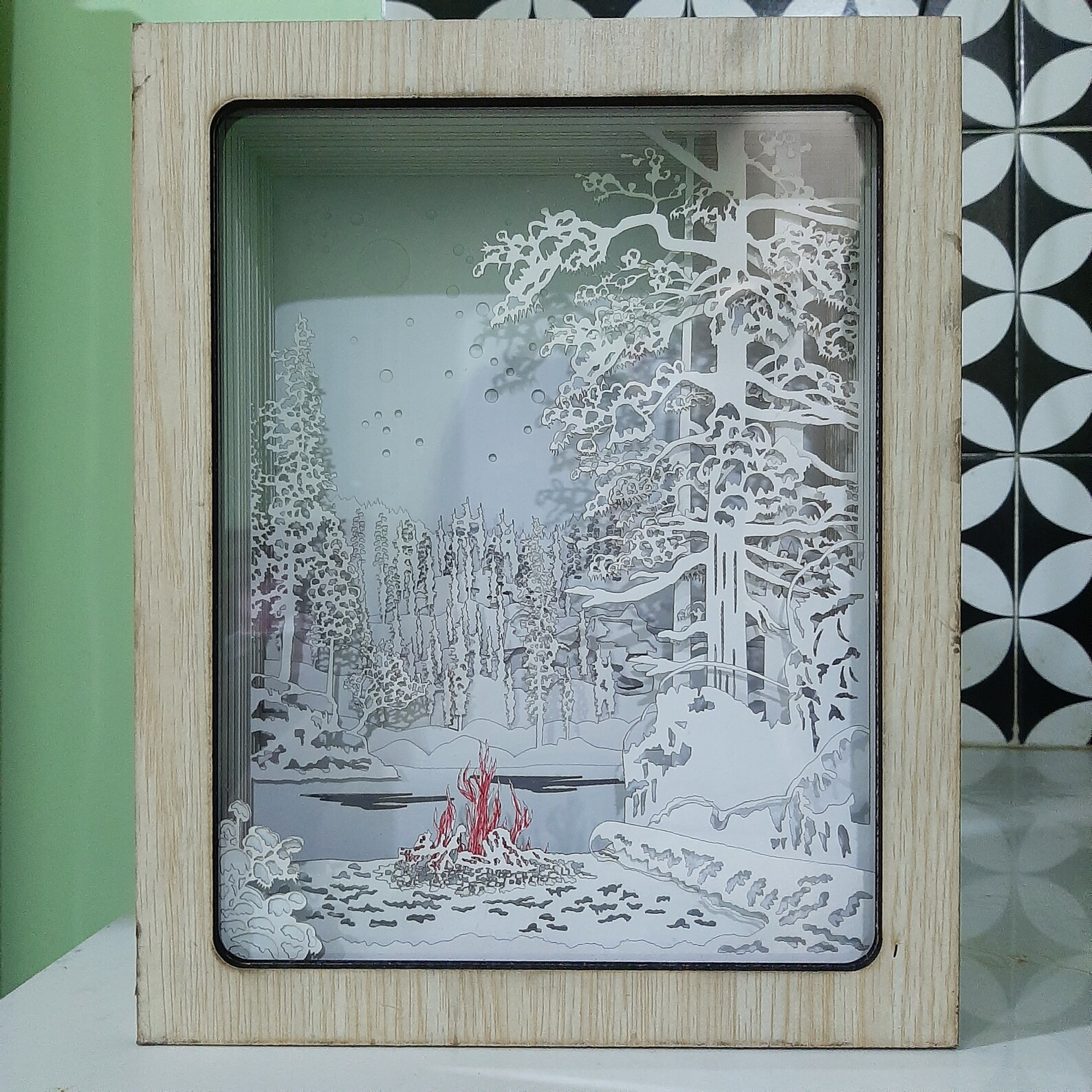 Merry Christmas Shadow Box/lightbox Snow Santa's Cabin - Etsy