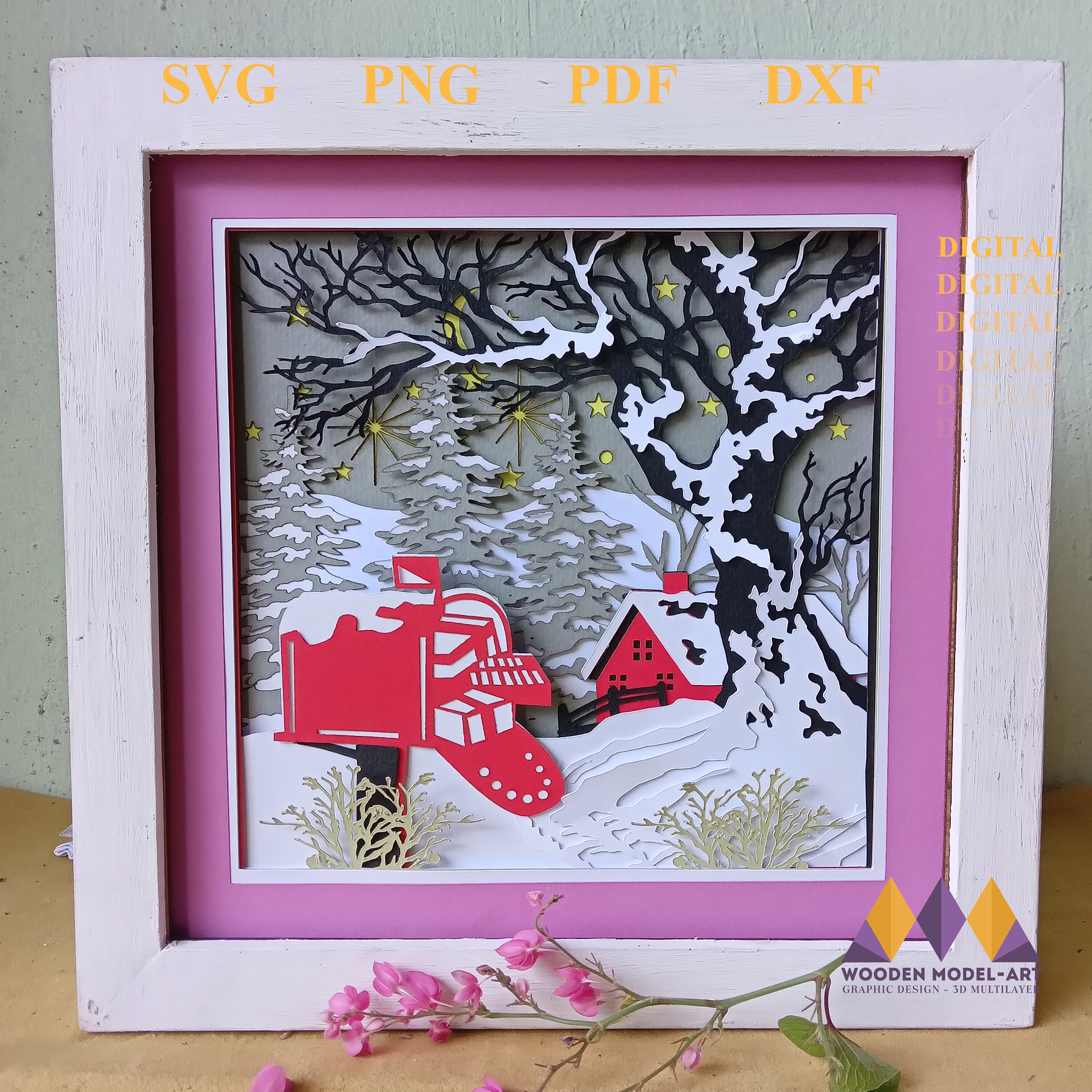 CHRISTMAS WINTER SCENE Shadow Box 3D Svg Snow Day Light Box - Etsy