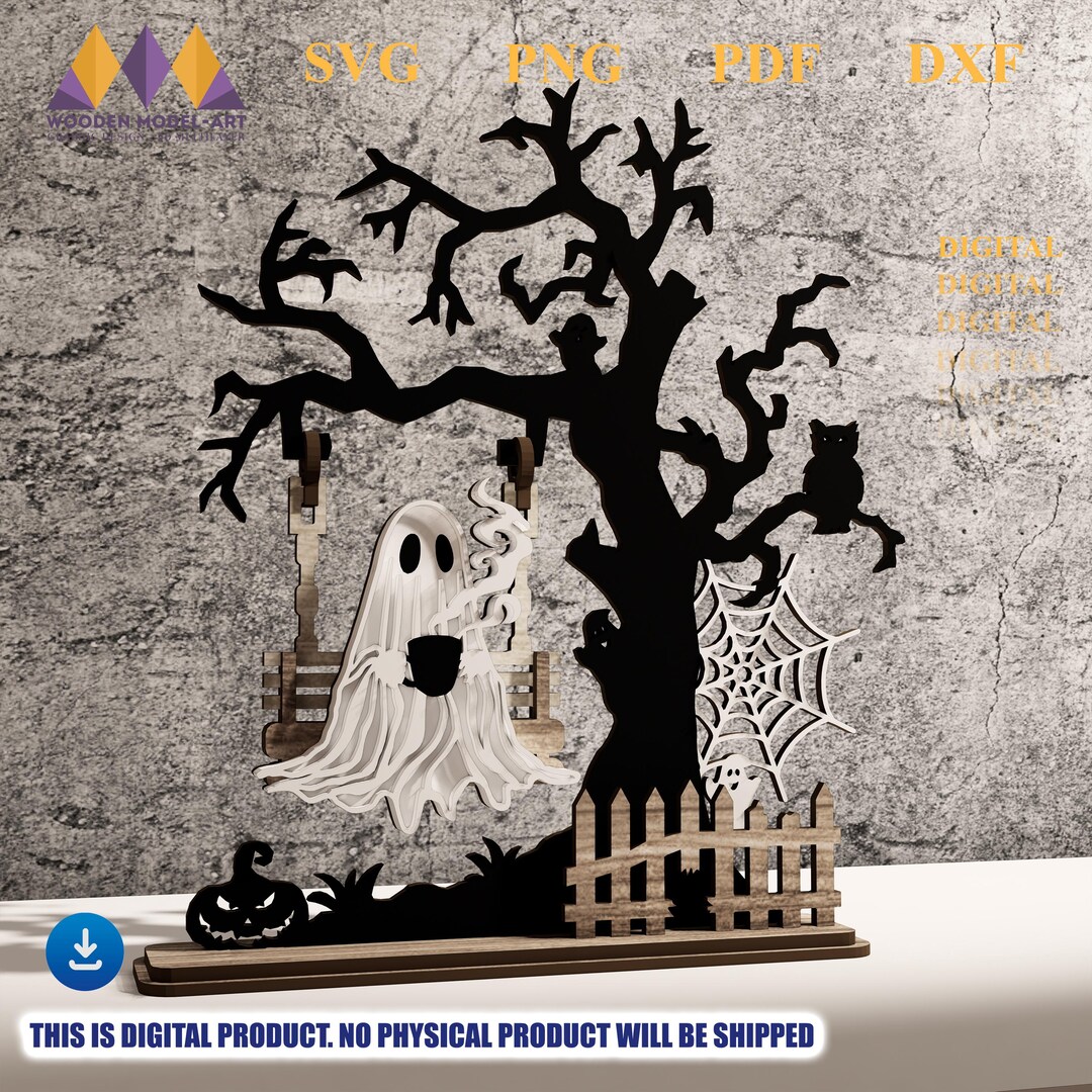 Ghost on Swing Laser Cut File: Halloween Decor SVG (digital Download ...