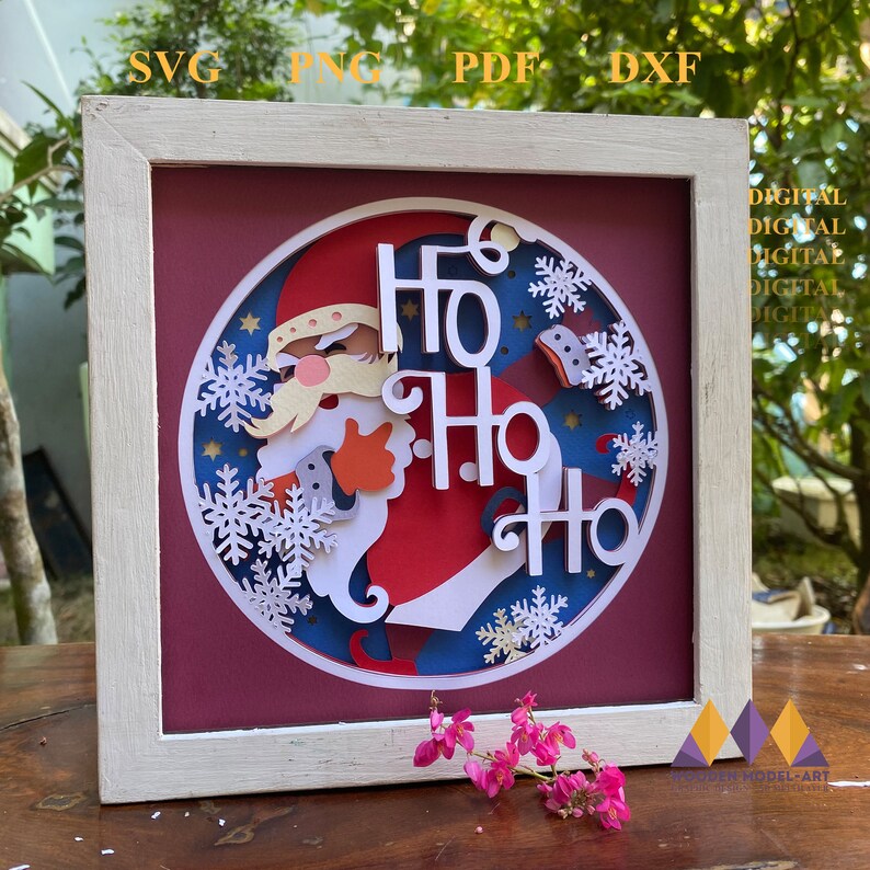 3D SANTA CLAUS Ho Ho Ho Svg 3D Christmas Svg Shadow Box - Etsy