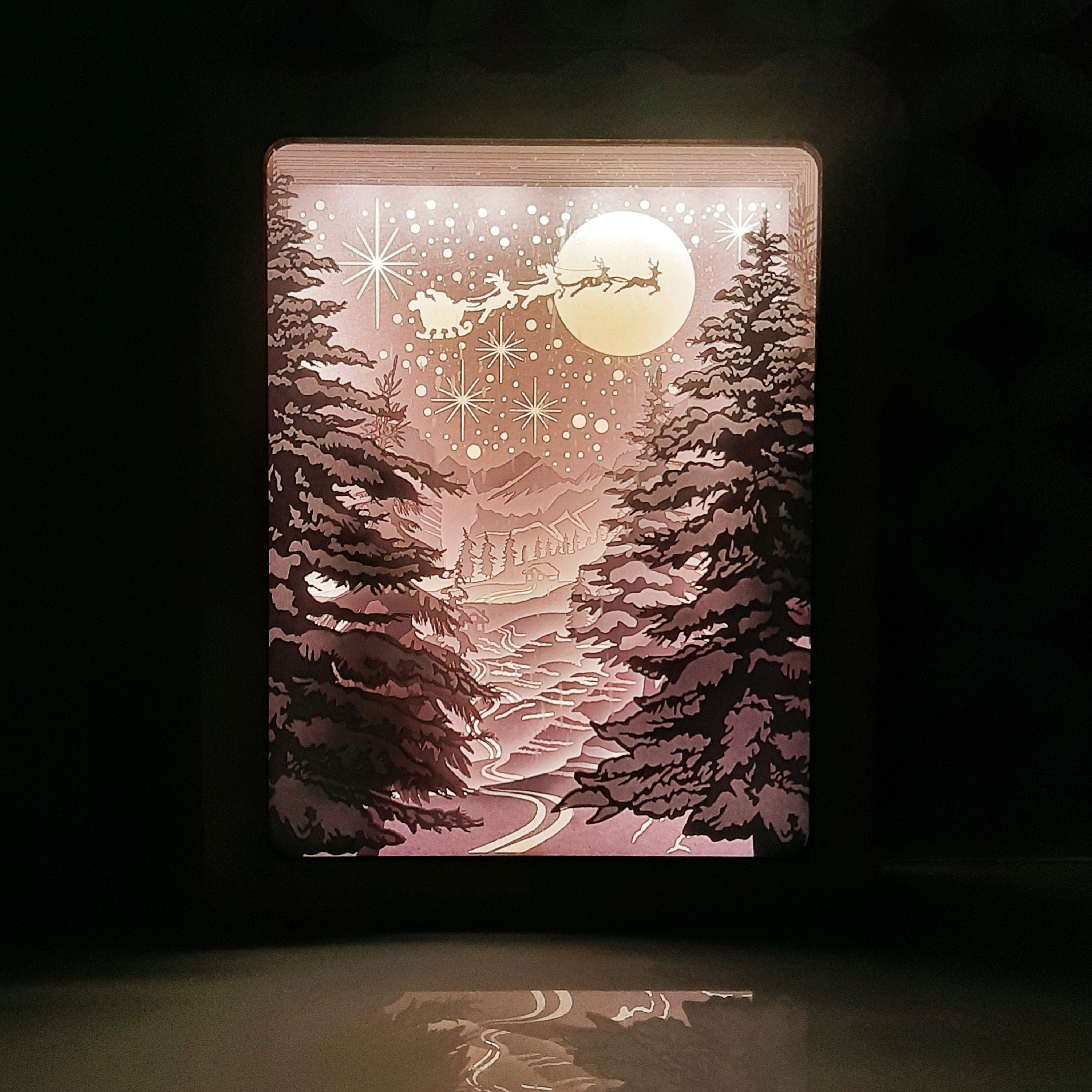 Merry Christmas Shadow Box/lightbox Snow Santa's Cabin - Etsy Canada
