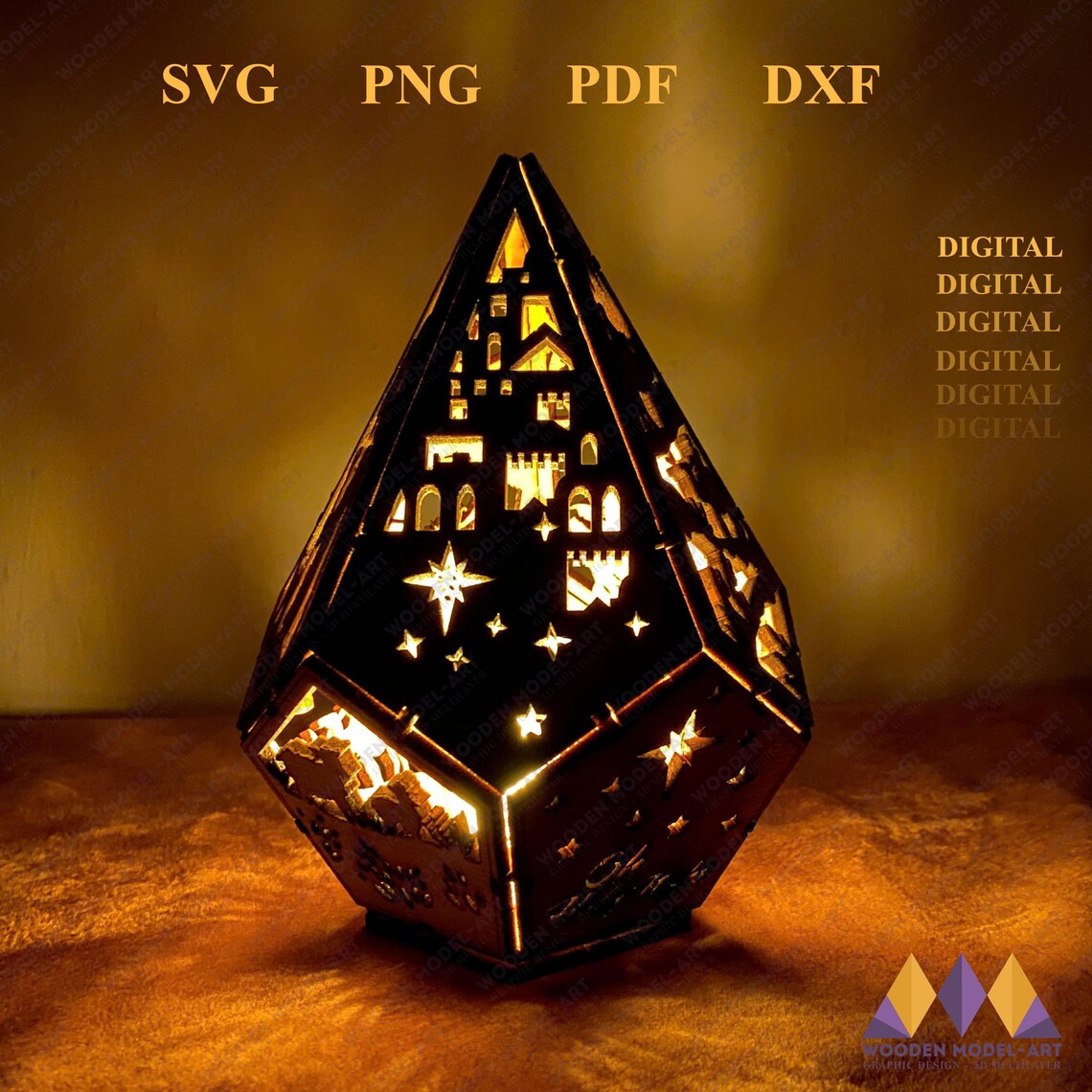 Nativity Laser Cut File: Pentagon Lantern Christmas Scene (digital ...