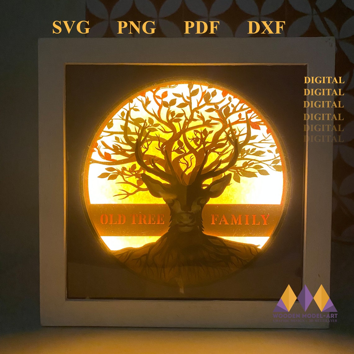 PERSONALIZABLE 3D FAMILY Shadow Box Svg Family Tree LIGHT - Etsy