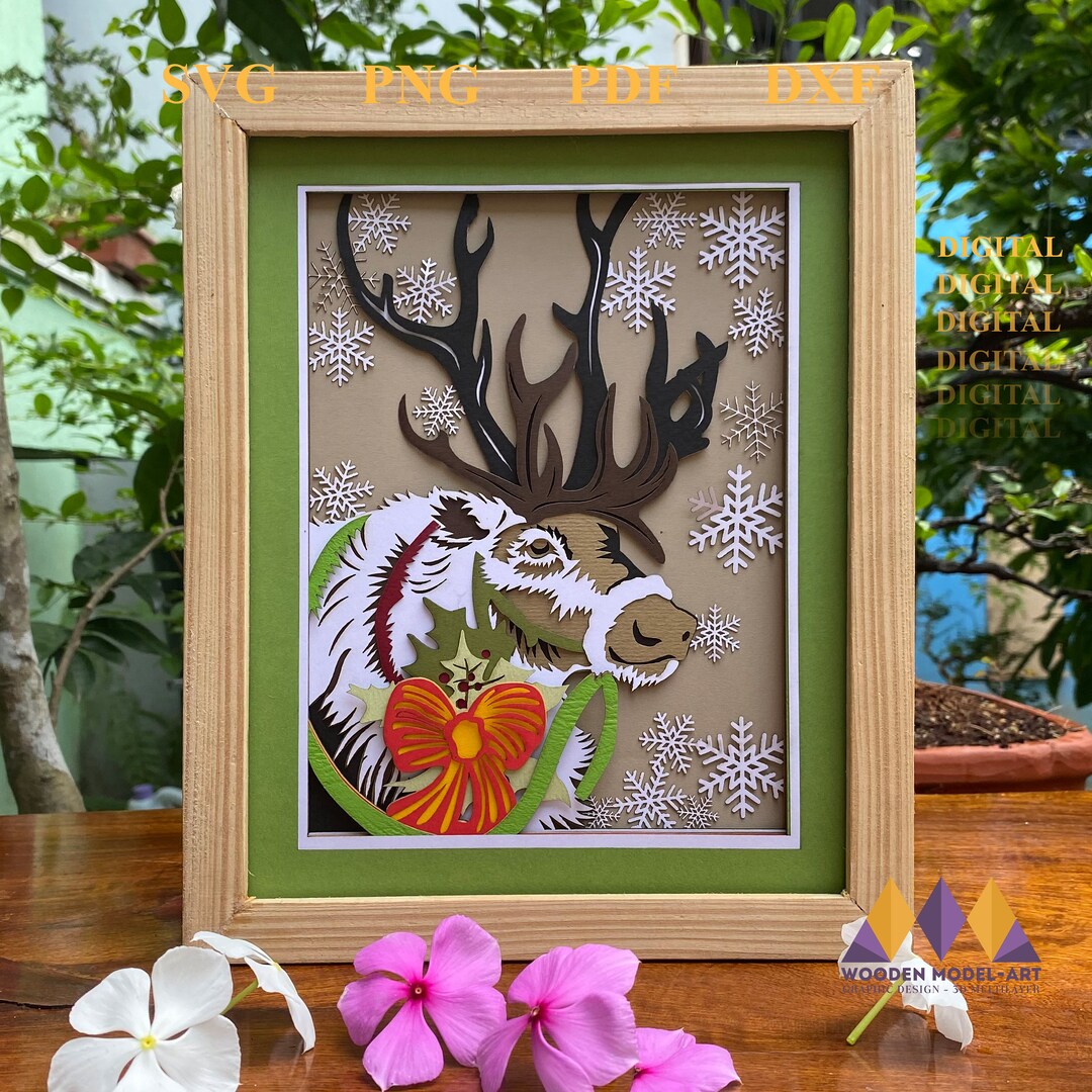 CHRISTMAS REINDEER 3D SVG Shadow Box - Rudolph - 3D Paper Cut - Layered ...