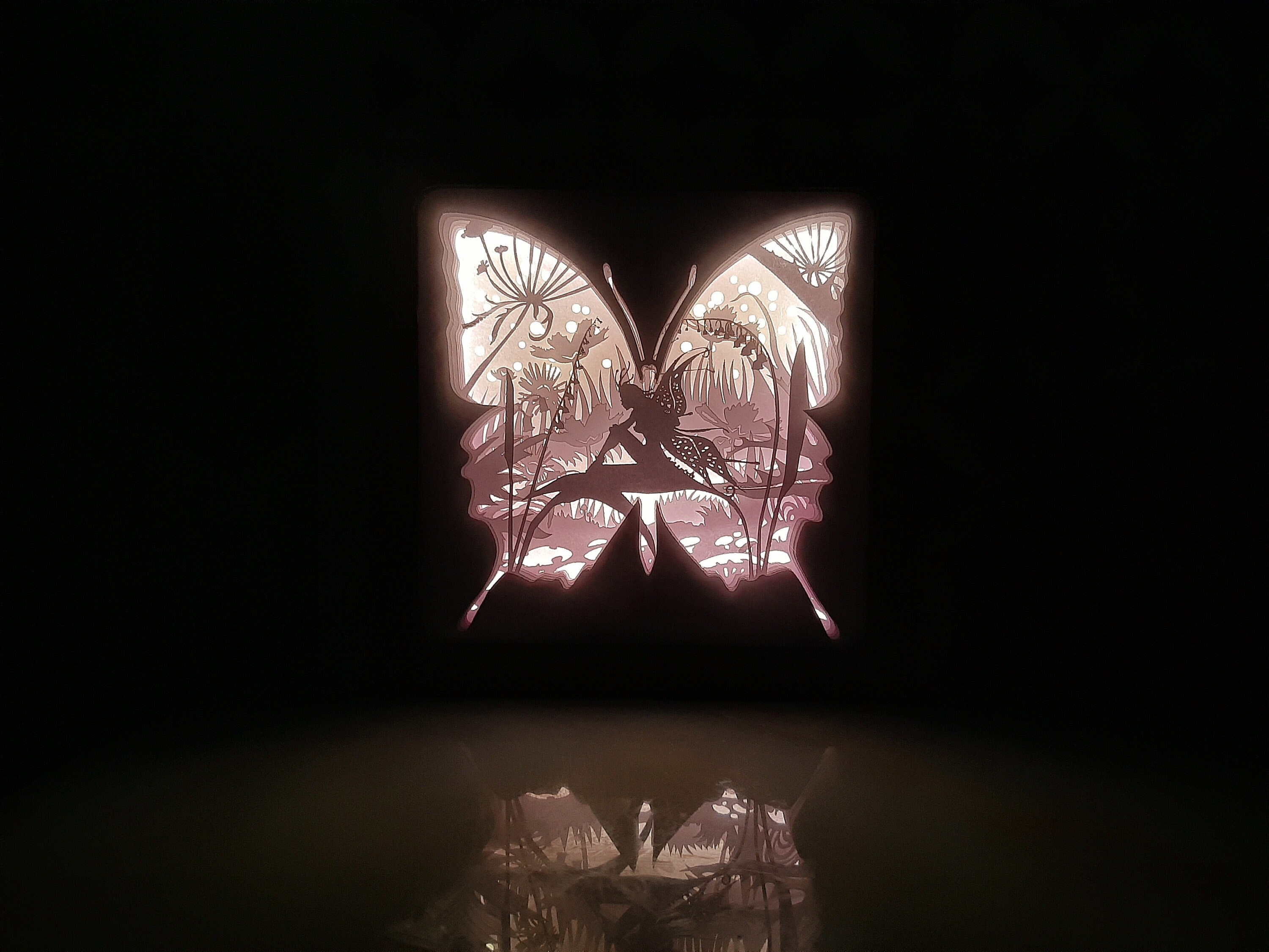 Butterfly Fairy Fantasy Light Box Shadow Box Template 3D - Etsy