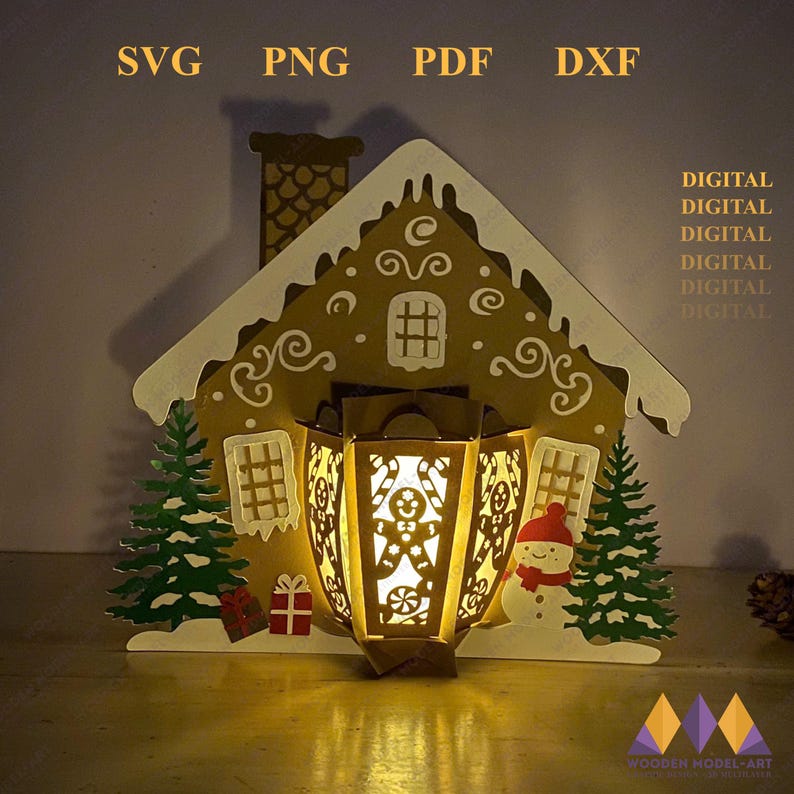 Gingerbread House, 3D Lantern Shadow Box, Christmas Decor, DIY Lantern ...