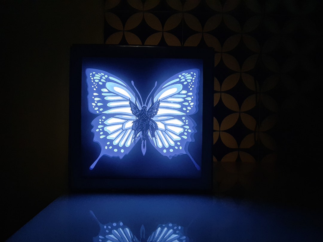 Butterfly Fairy Light Box: 3D Paper Cut Template (SVG, PDF) - Etsy
