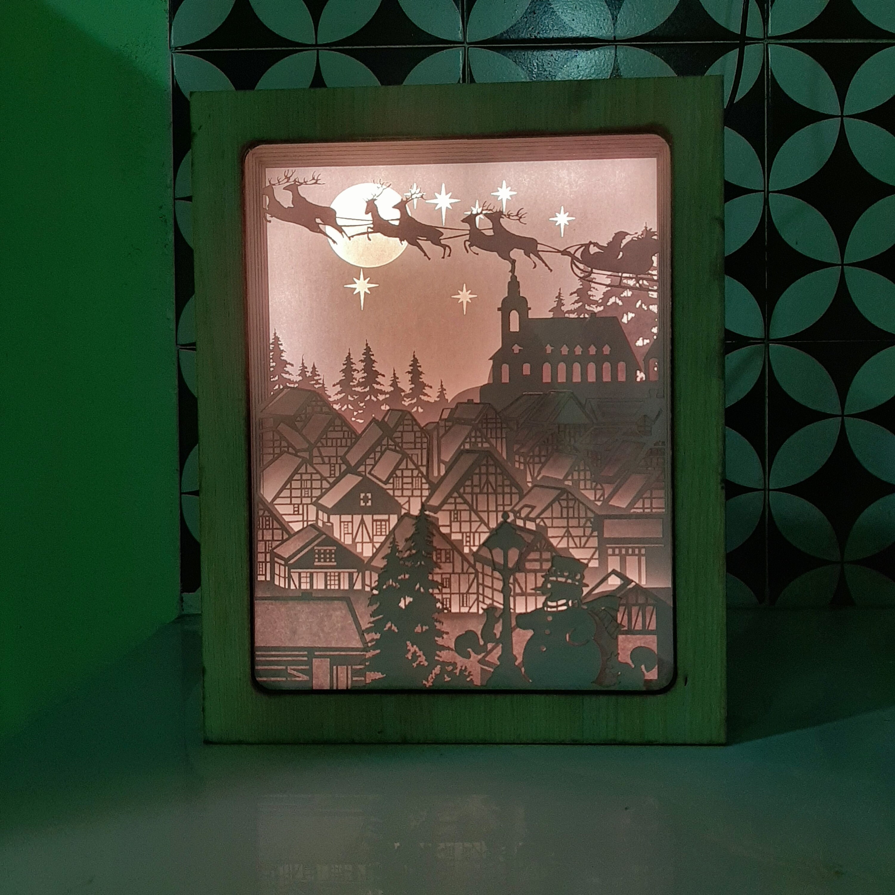 Merry Christmas Shadow Box/lightbox Snow Santa's Cabin - Etsy Canada