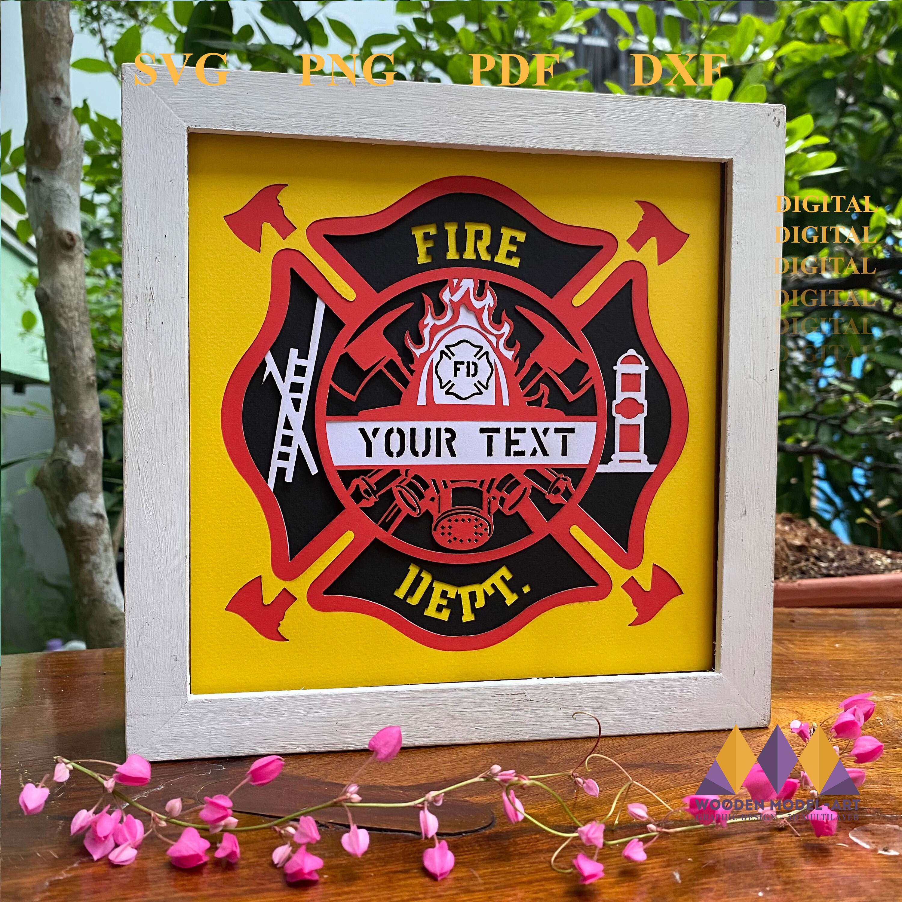 Firefighter Svg Light Box Fireman Shadow Box Firefighter - Etsy