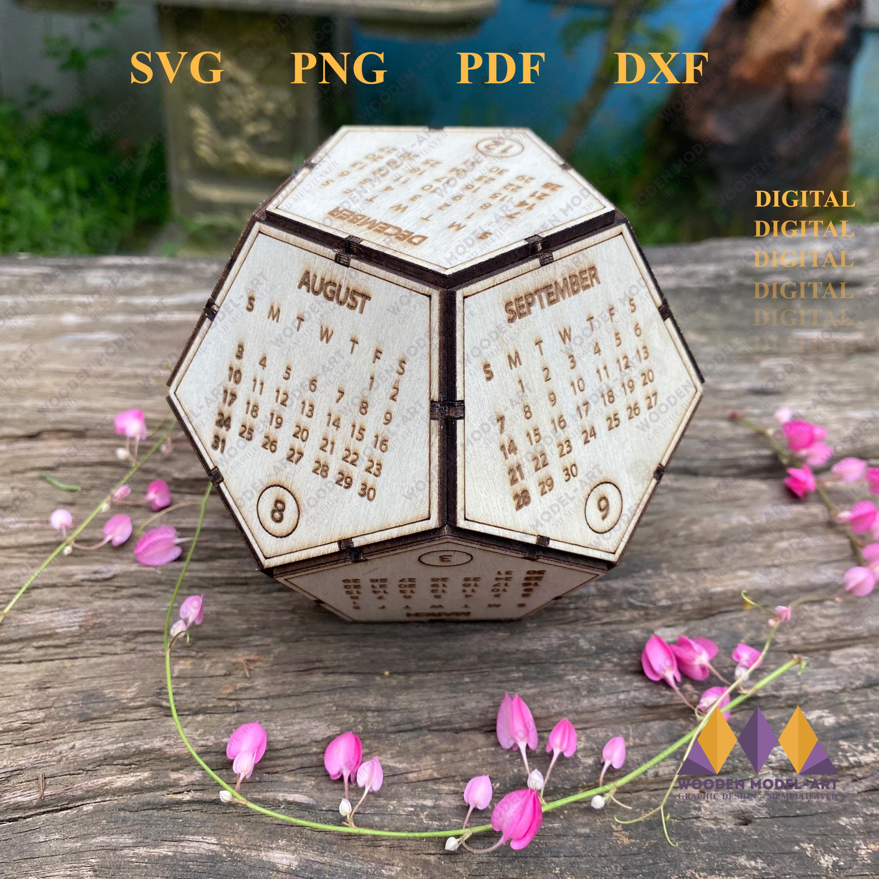 Laser Cut Pentagon Calendar 2026, Glowforge File (digital Download) - Etsy
