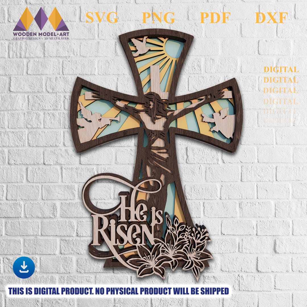Easter Laser Cut File, He is Risen Laser SVG, Glowforge Easter, Laser ...