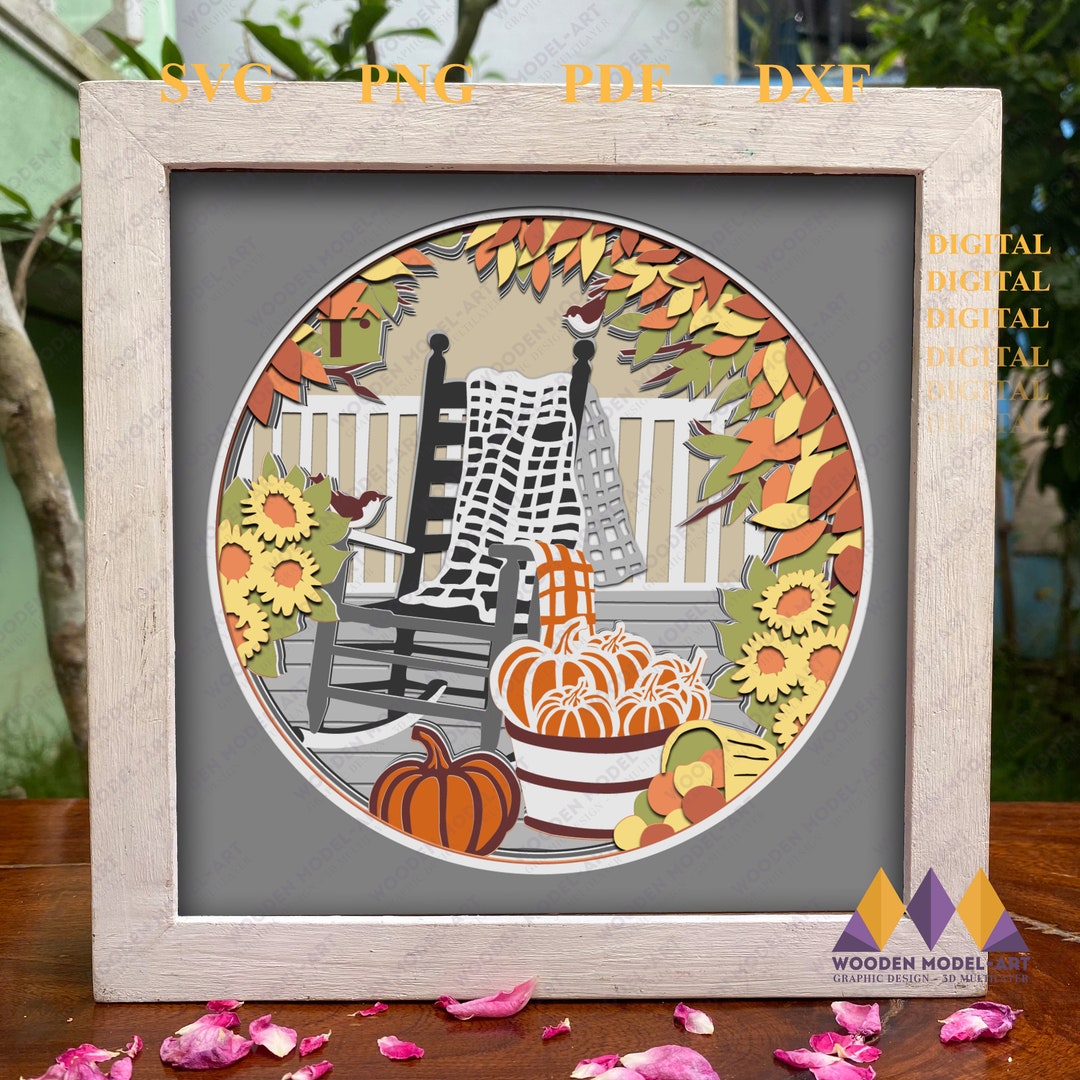 FALL Shadow Box Svg, Autumn Sunflower Shadow Box Svg, Pumpkin Fall Svg ...
