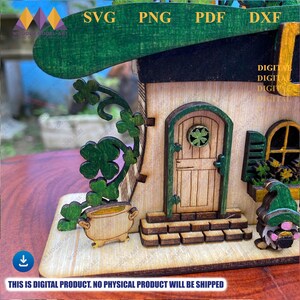 St Patrick's Day Gnome House Laser Cut File (SVG, DXF, PDF) - Etsy
