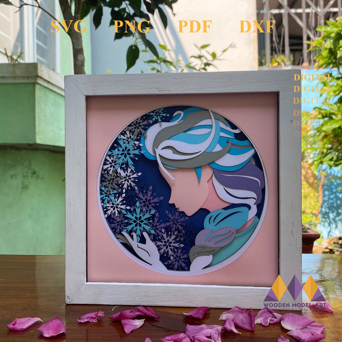 3D Let It Snow SVG Princess Shadow Box Winter Snow Svg for - Etsy