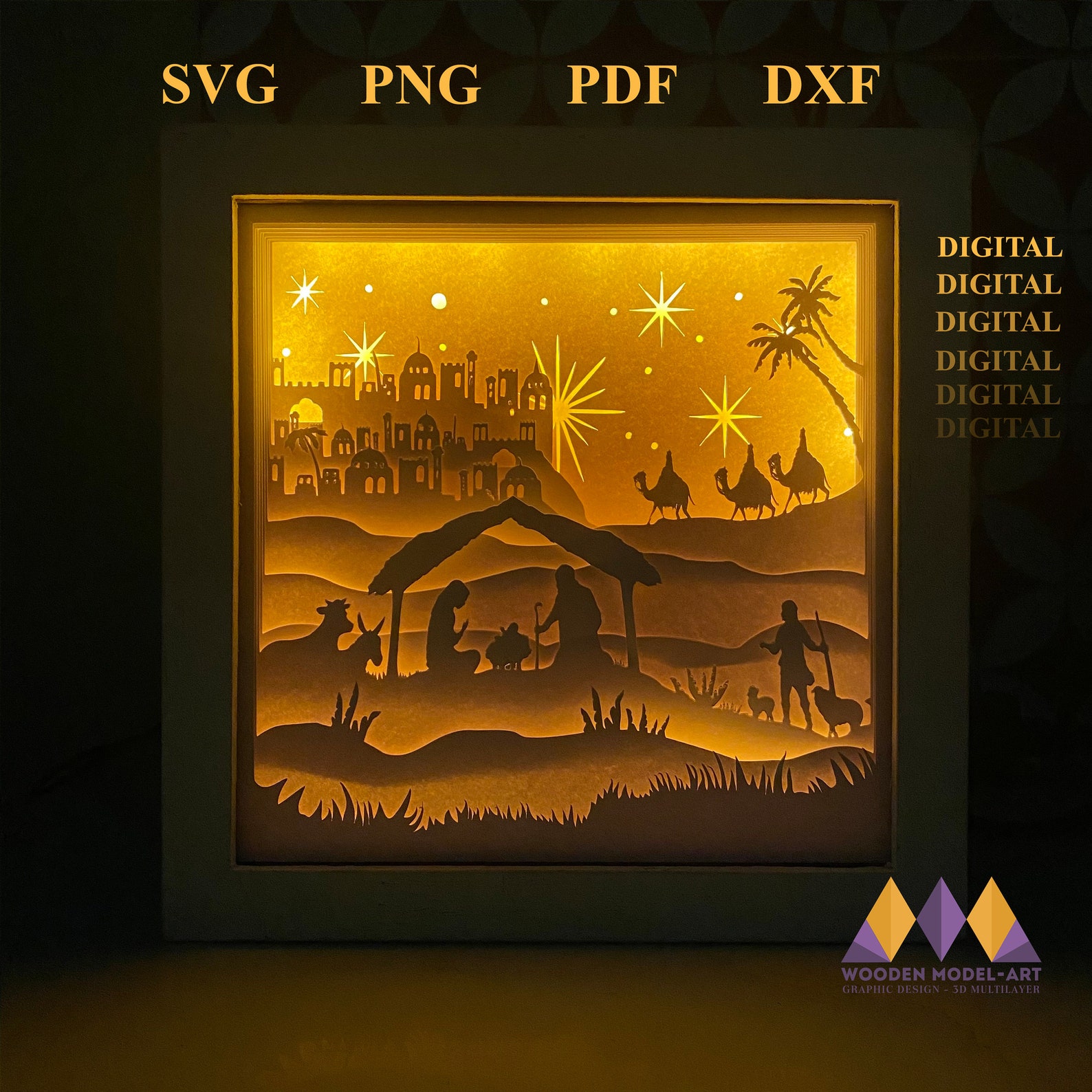 CHRISTMAS NATIVITY Svg Light Box 3D CHRISTMAS Svg Shadow Box for Cricut ...