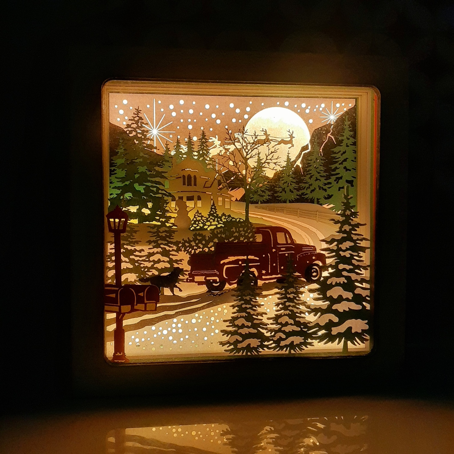 Merry Christmas Shadow Box/lightbox Snow Santa's Cabin - Etsy Australia