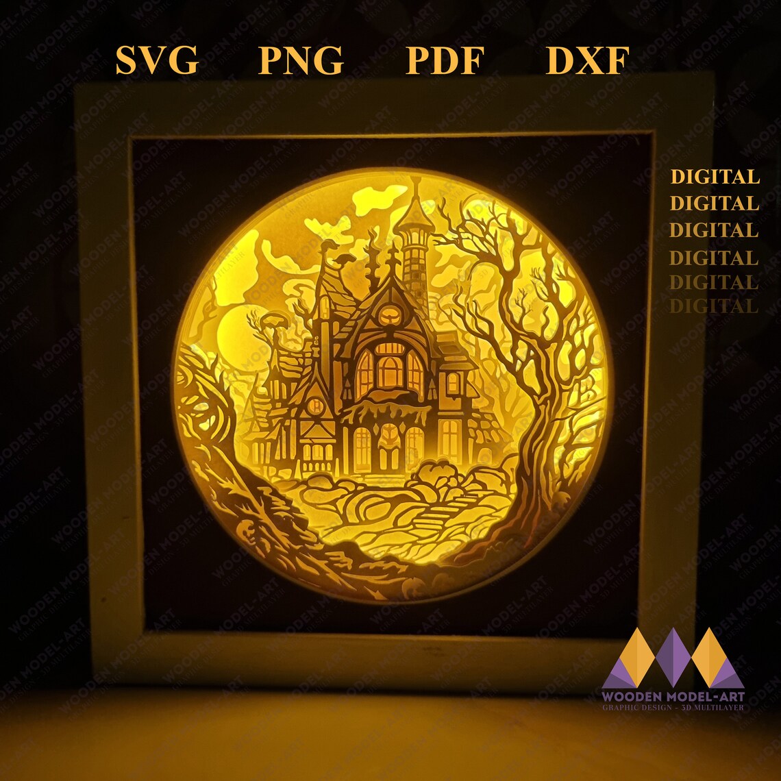 GHOST CASTLE Svg Light Box, Halloween Shadow Box, for Cricut, Cardstock ...