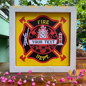 Firefighter Svg Light Box - Fireman Shadow Box - Firefighter 3D Paper ...