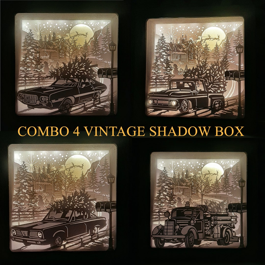 Merry Christmas Shadow Box, Combo 4 Shadow Box for Christmas, Svg File ...