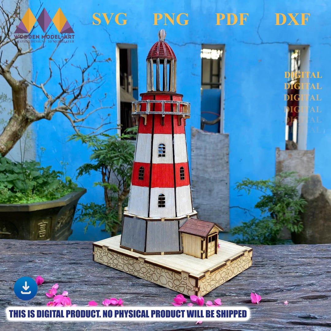 Lighthouse Laser Cut File: 3D Lantern SVG DXF (digital Download) - Etsy