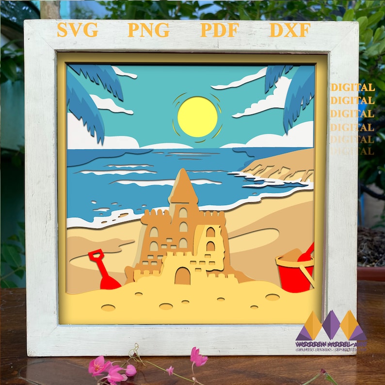 SAND CASTLE Svg Shadow Box 3D BEACH Layered Sand Castle on - Etsy