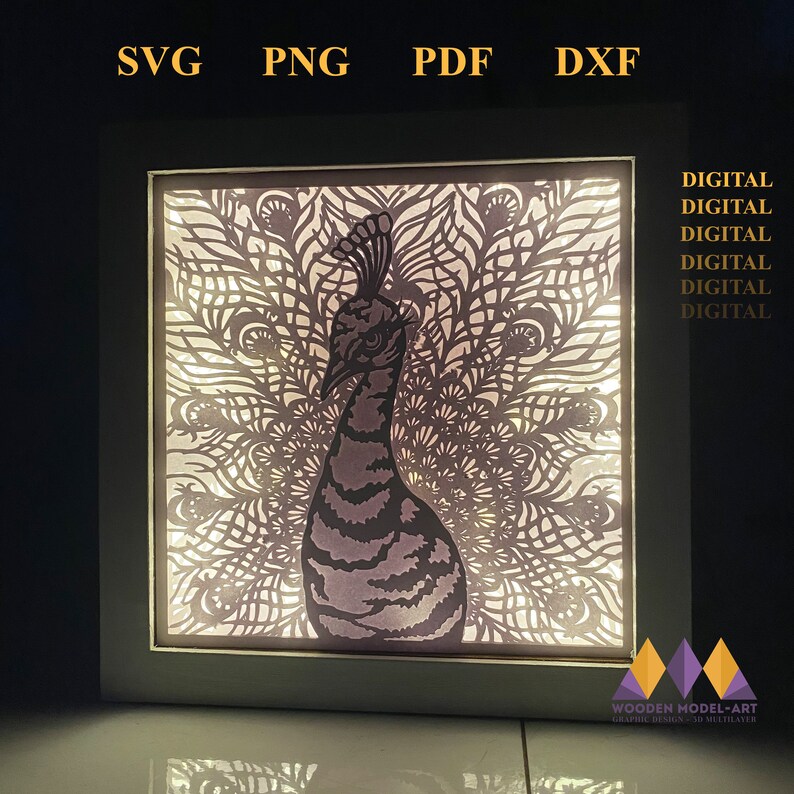 3D PEACOCK SVG Ligh Box / PEACOCK Shadow Box / for Cricut 3D - Etsy