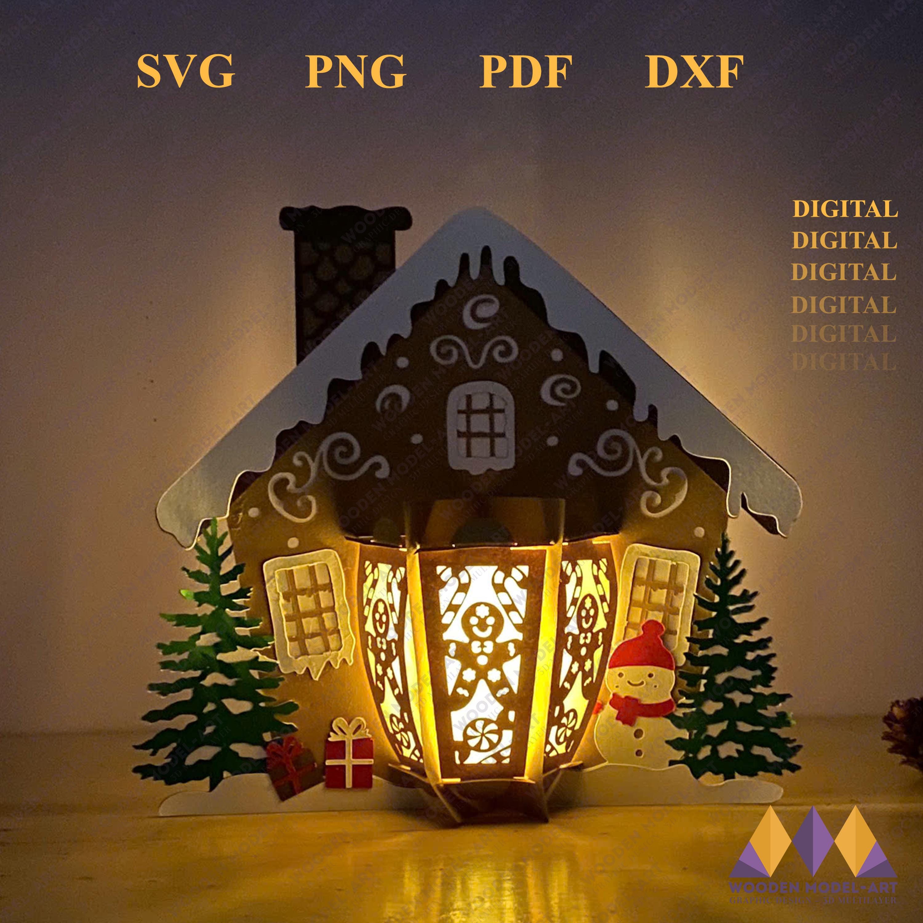 Gingerbread House, 3D Lantern Shadow Box, Christmas Decor, DIY Lantern ...