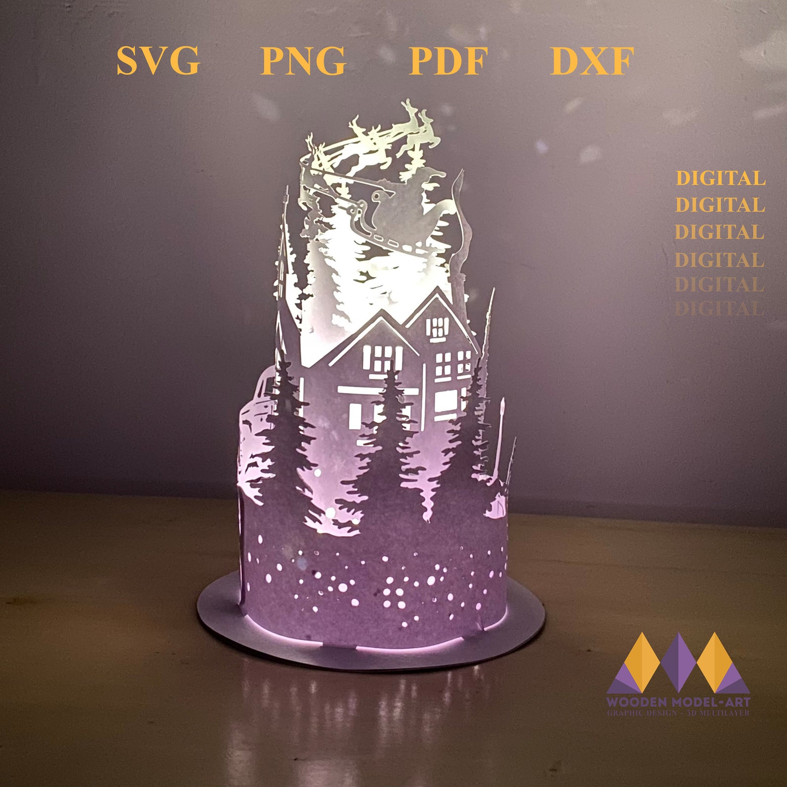 Christmas Scene Lantern SVG: Truck Paper Cut Lamp (digital File) - Etsy
