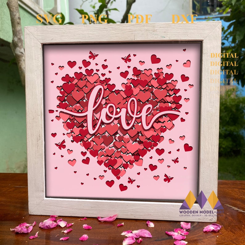 Valentine Shadow Box Love Heart 3d Multilayer SVG3D Heart - Etsy