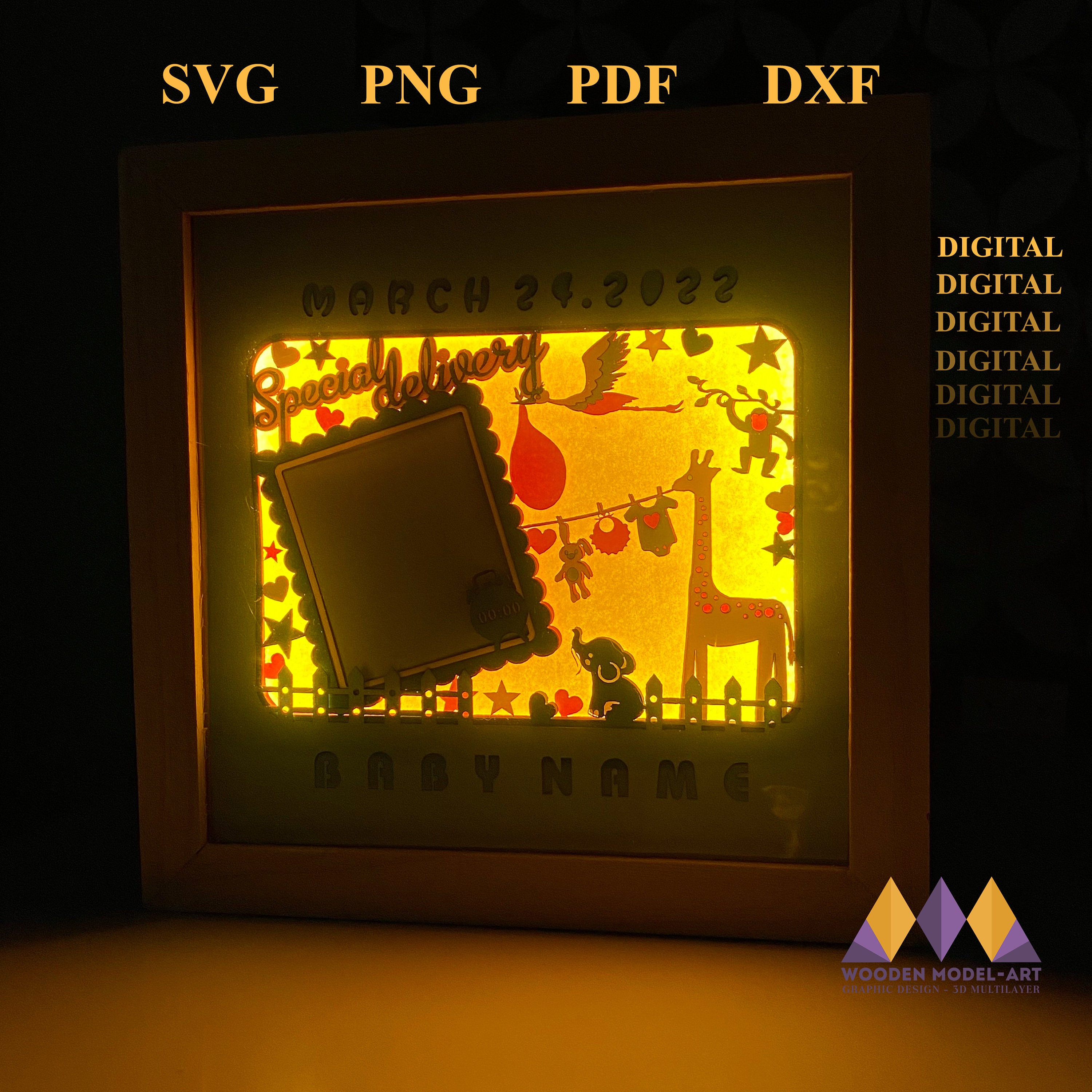 CUSTOMIZABLE 3D BABY STATS Shadow Box Svg /light Box / for - Etsy