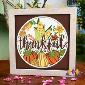 3D THANKFUL Svg - THANKSGIVING Svg - FALL Shadow Box Svg - for Cricut ...
