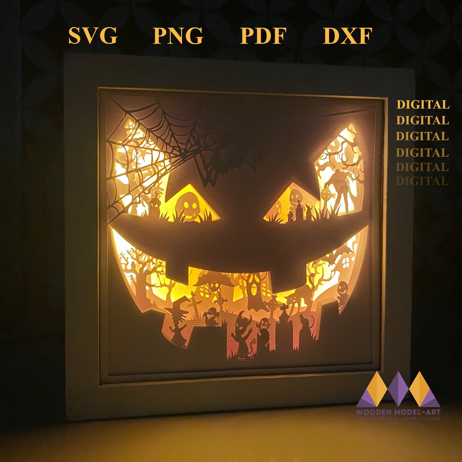3D HALLOWEEN Svg Shadow Box Halloween Light Box Spooky - Etsy