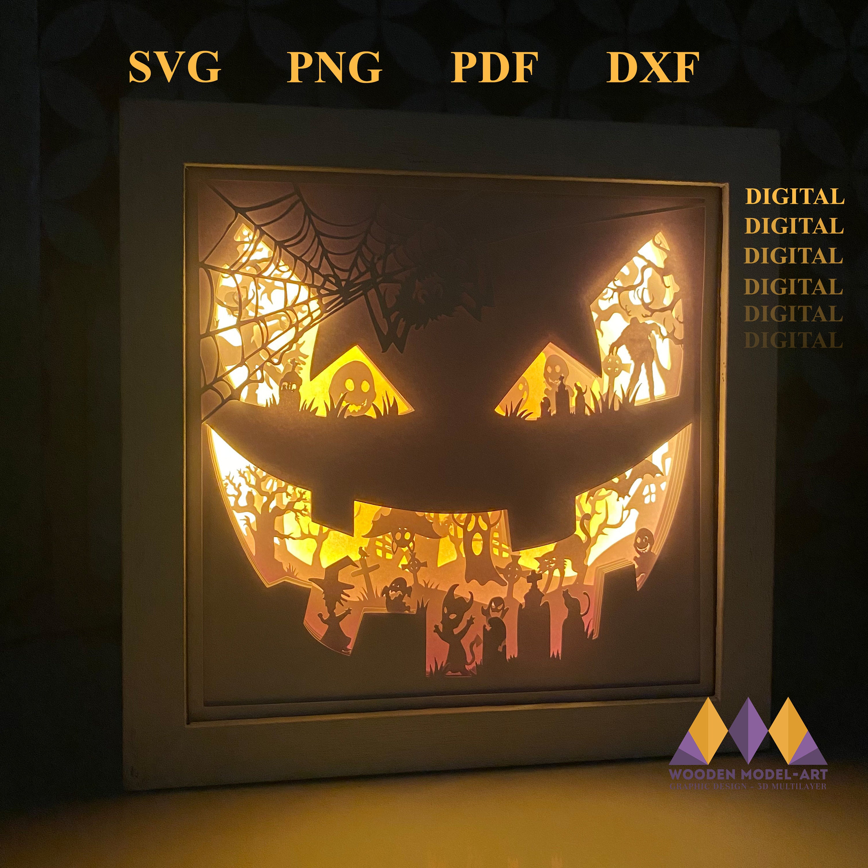 3D HALLOWEEN Svg Shadow Box Halloween Light Box Spooky - Etsy