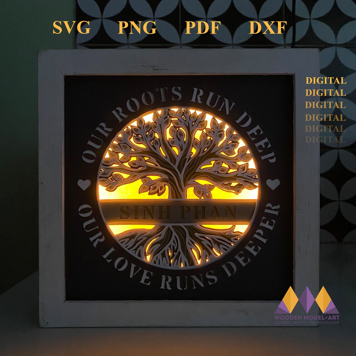 PERSONALIZABLE 3D FAMILY TREE Shadow Box Svg Customized Tree - Etsy