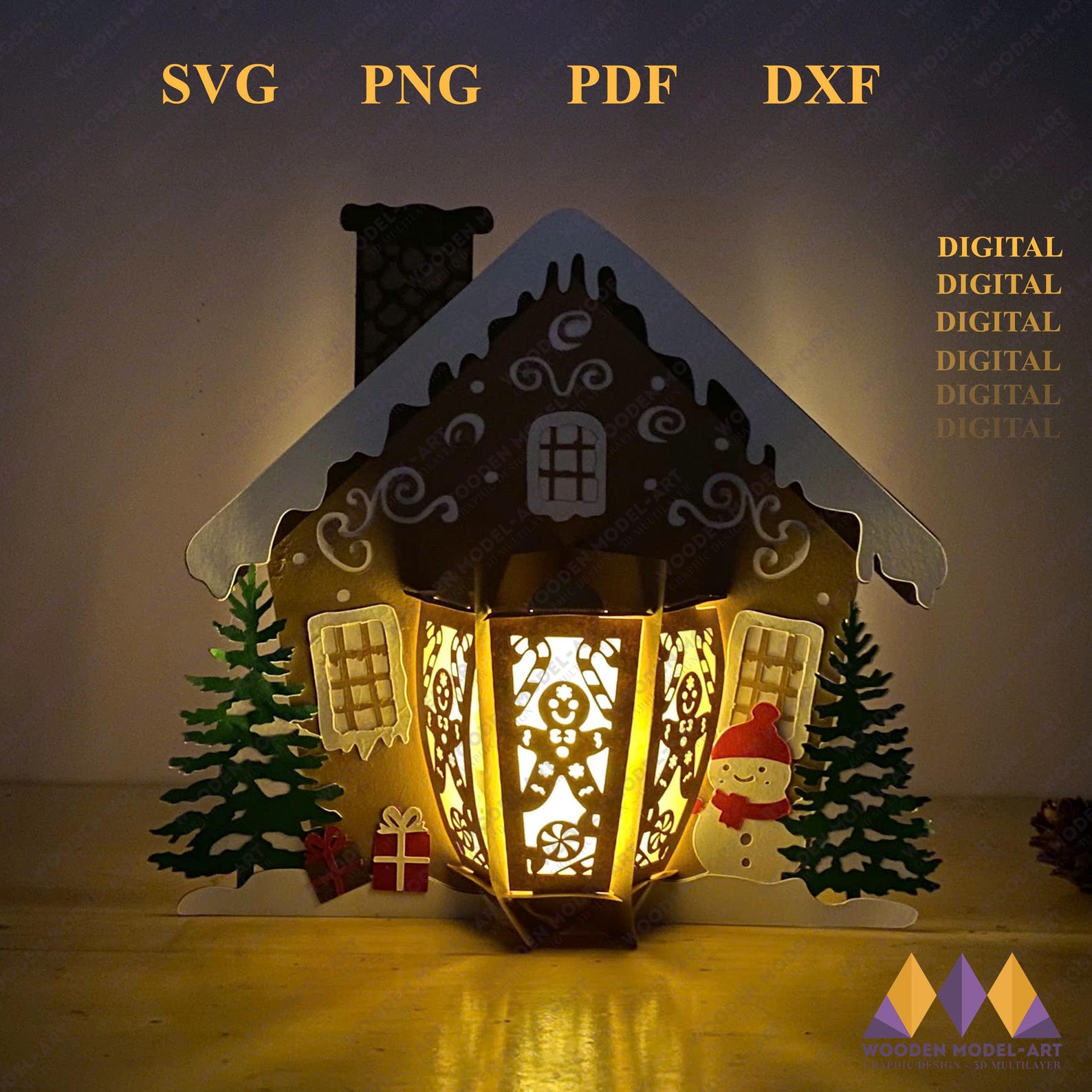 Gingerbread House, 3D Lantern Shadow Box, Christmas Decor, DIY Lantern ...