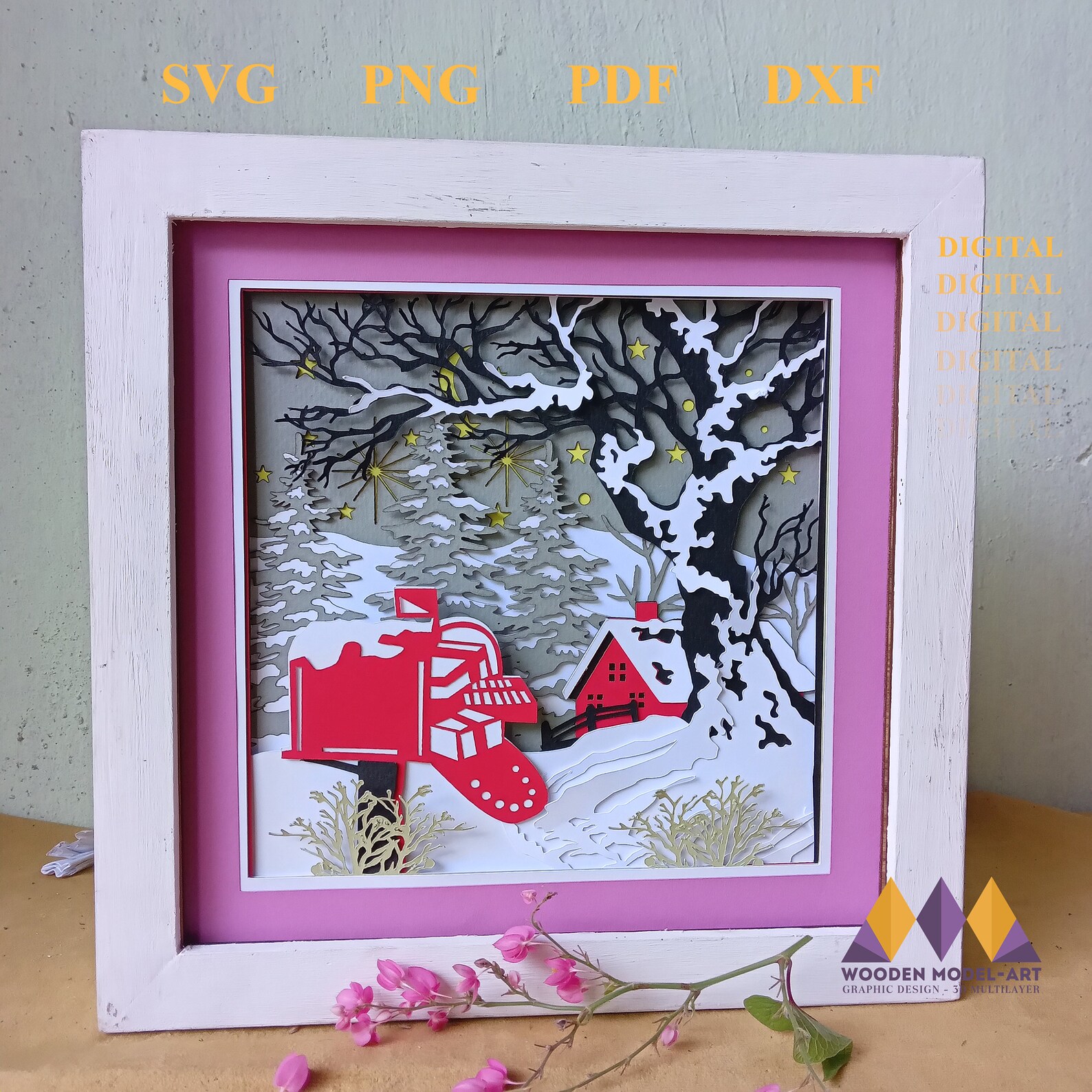 CHRISTMAS WINTER SCENE Shadow Box 3D Svg Snow Day Light Box - Etsy