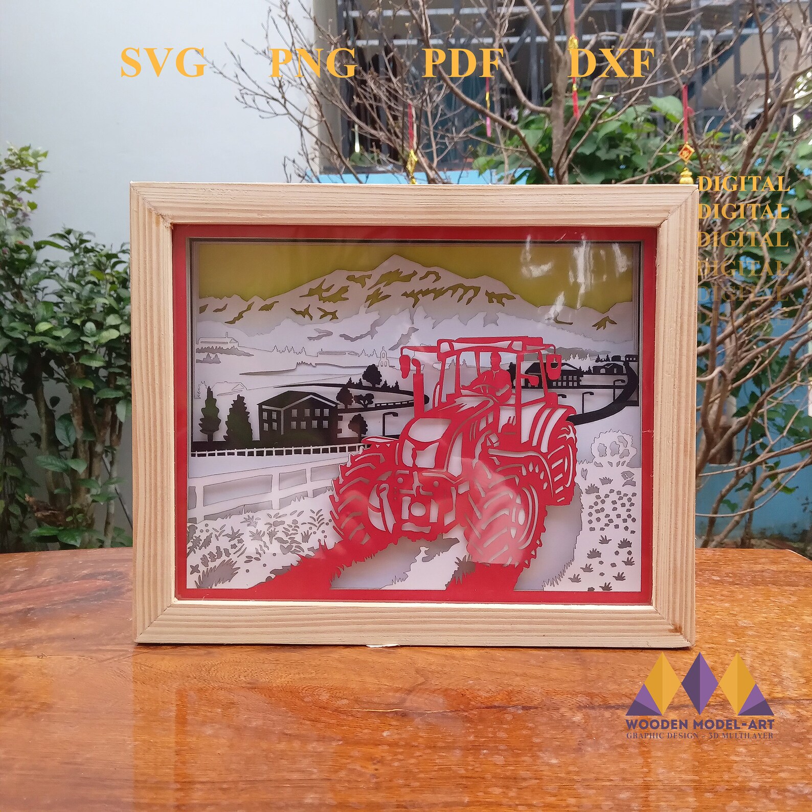 Tractor Paper Cut Light Box, Tractor 3d Layered, Farm Tractor Shadow ...