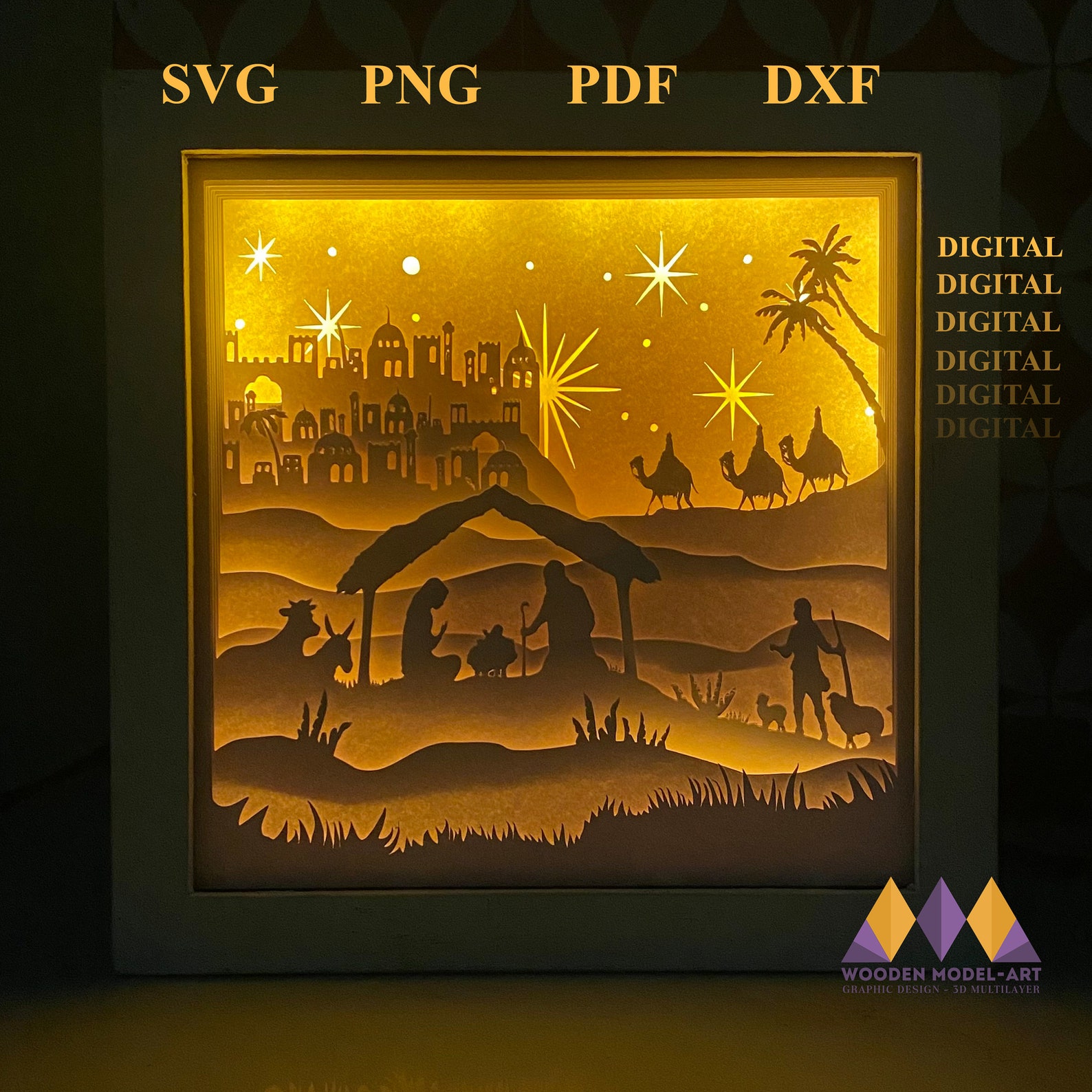 CHRISTMAS NATIVITY Svg Light Box 3D CHRISTMAS Svg Shadow Box for Cricut ...