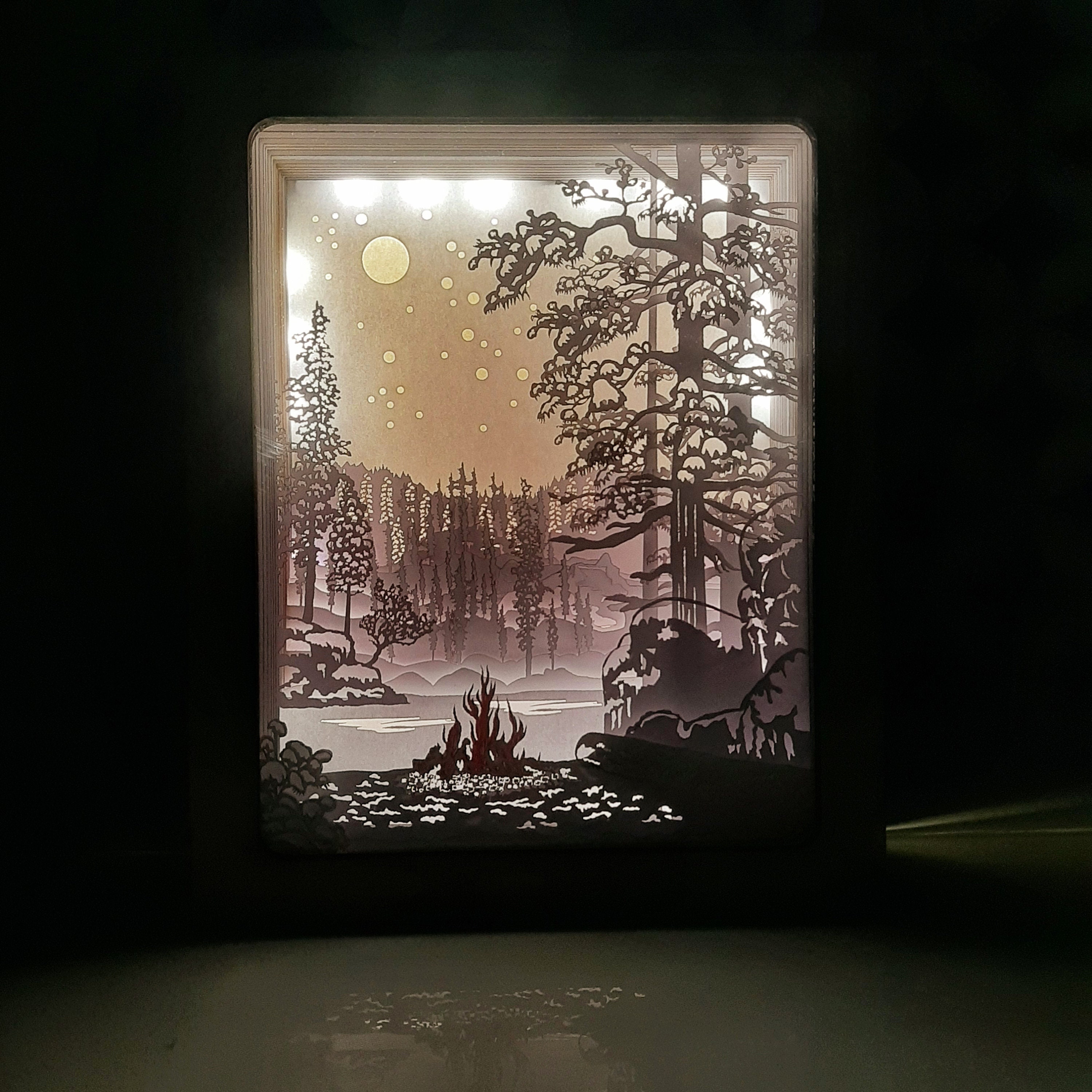 Merry Christmas Shadow Box/lightbox Snow Santa's Cabin - Etsy