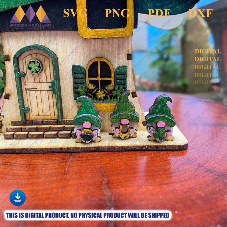 St Patrick's Day Gnome House Laser Cut File (SVG, DXF, PDF) - Etsy