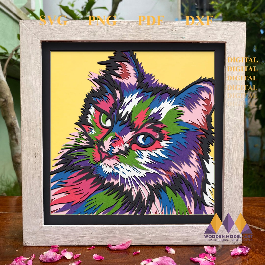 CAT 3D Layered SVG - Colorful CAT Multilayer - Cat Mandala Pop Art ...