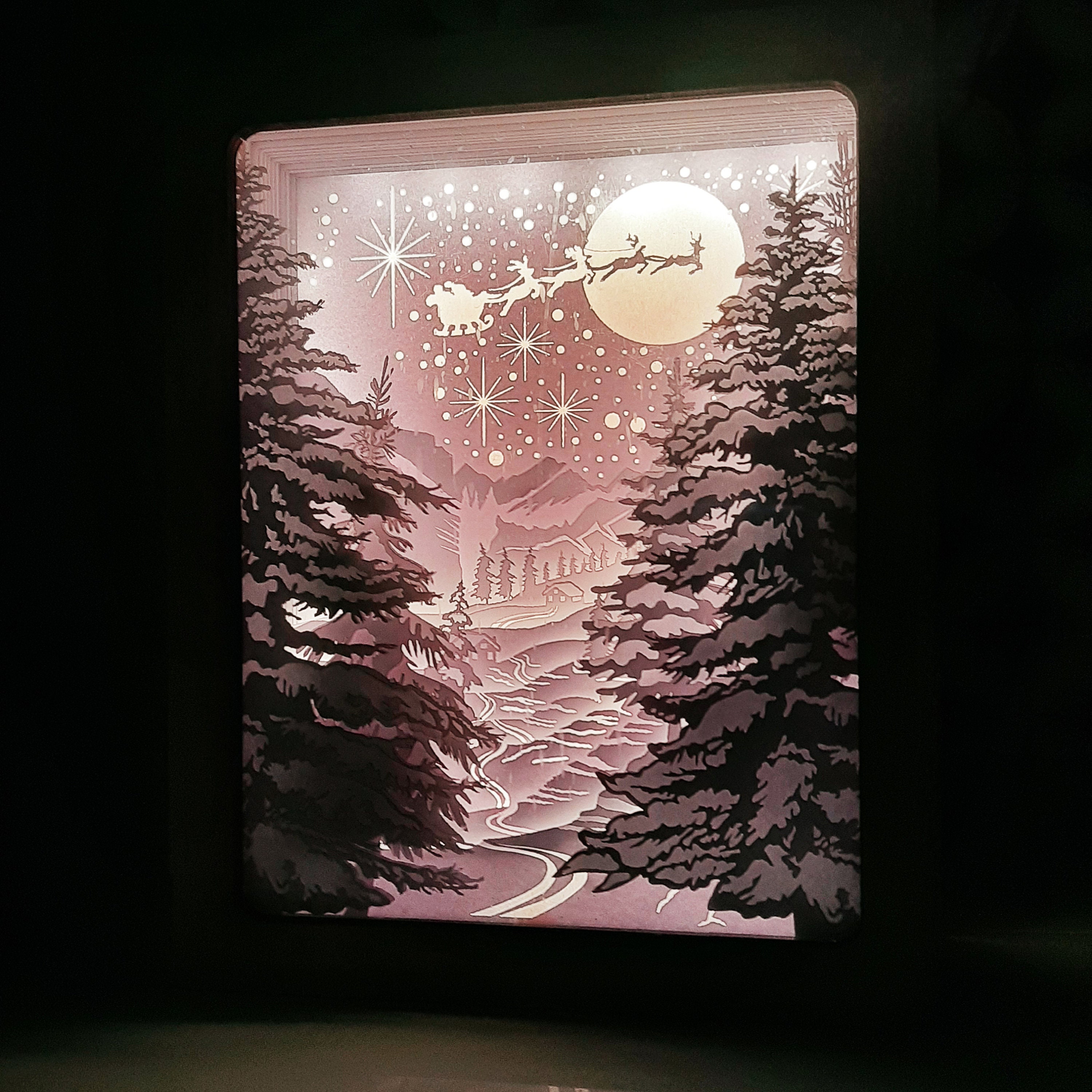 Merry Christmas Shadow Box/lightbox Snow Santa's Cabin - Etsy Canada