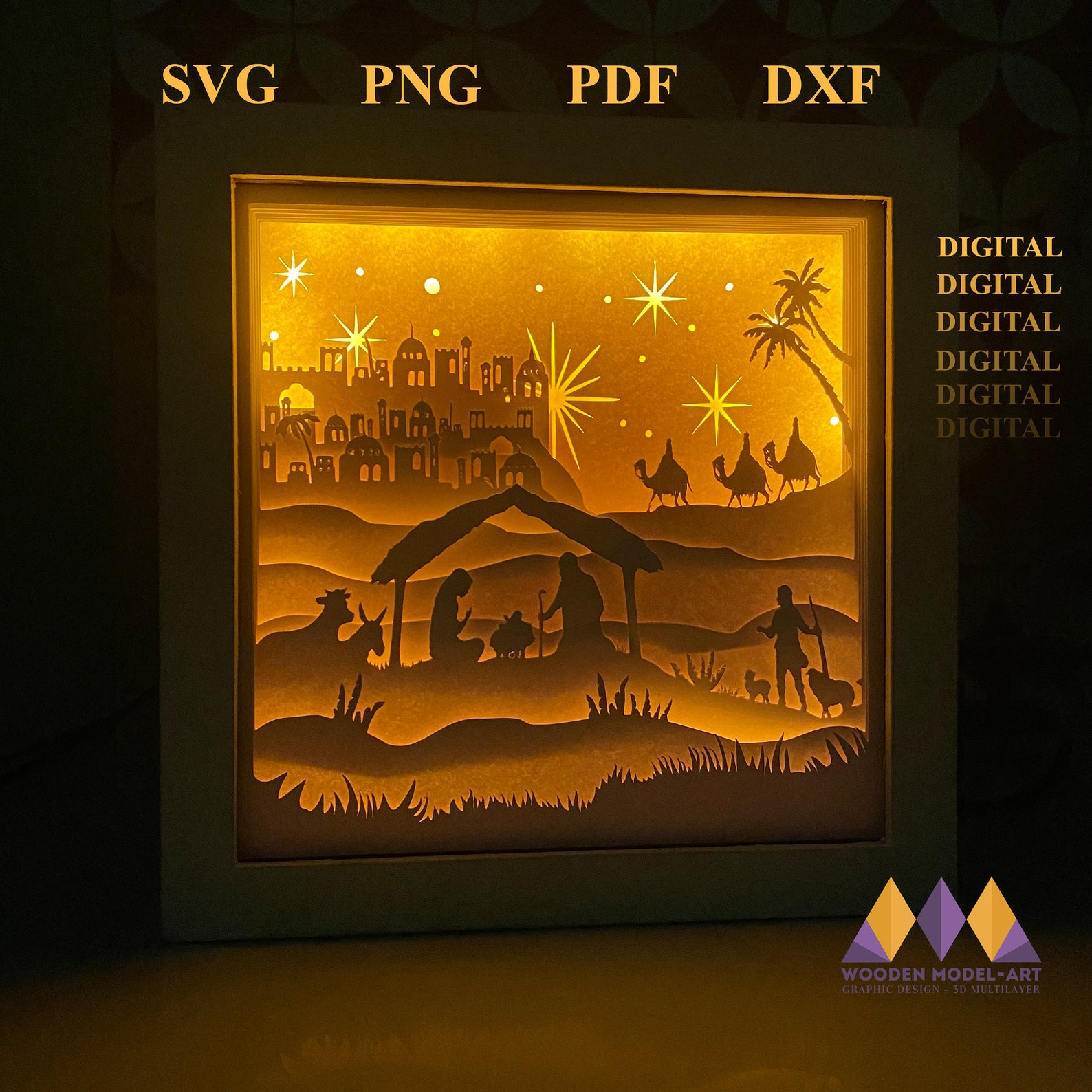 CHRISTMAS NATIVITY Svg Light Box 3D CHRISTMAS Svg Shadow Box for Cricut ...