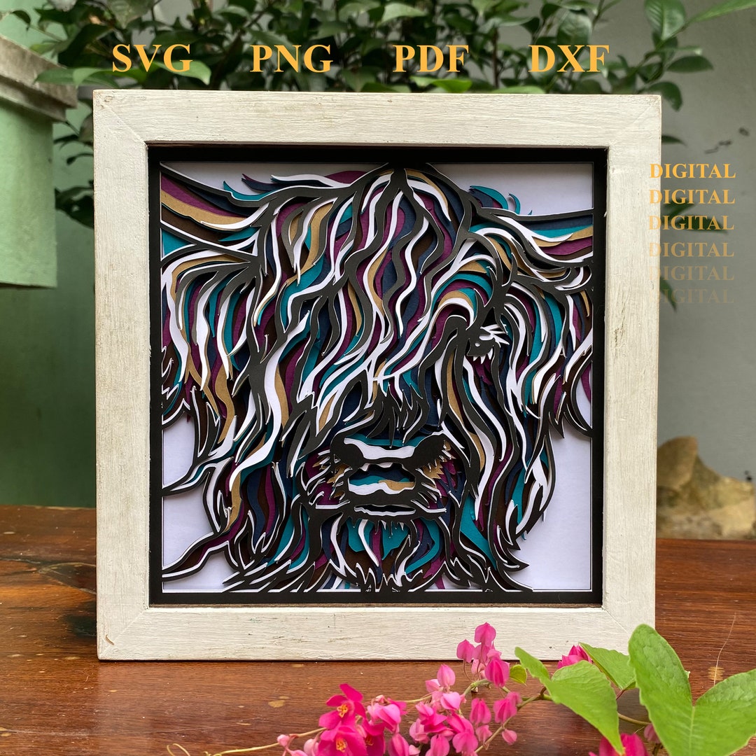 Highland Cow 3D Layered SVG - Colorful Cow Multilayer - Cow Mandala Pop ...