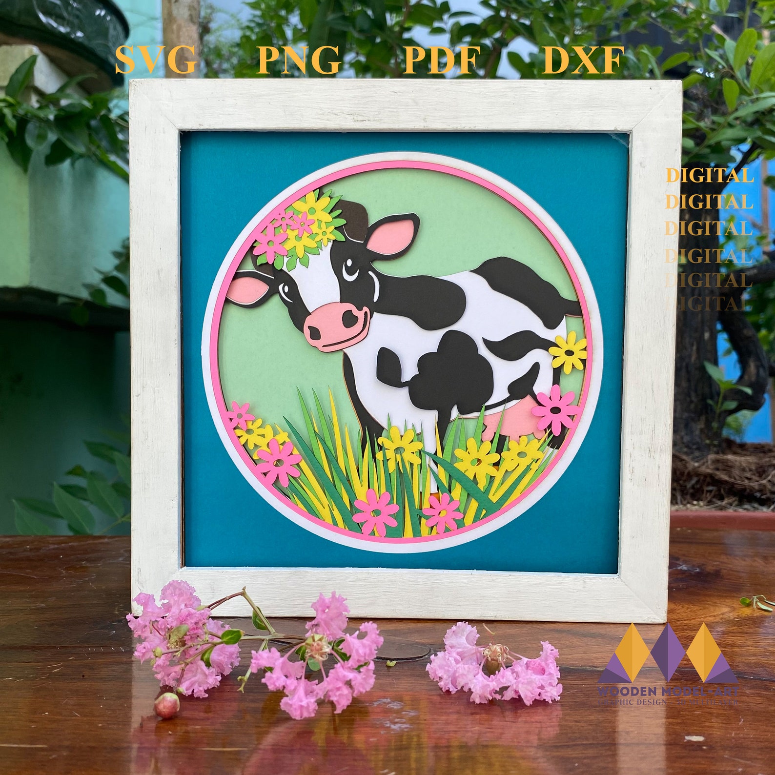 3D FLORAL COW SVG Cow Shadow Box Svg Cricut Files - Etsy