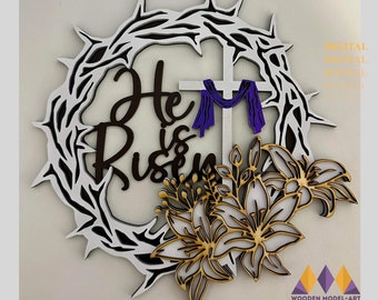 Easter Laser Cut File, He is Risen Laser SVG, Glowforge Easter, Laser ...